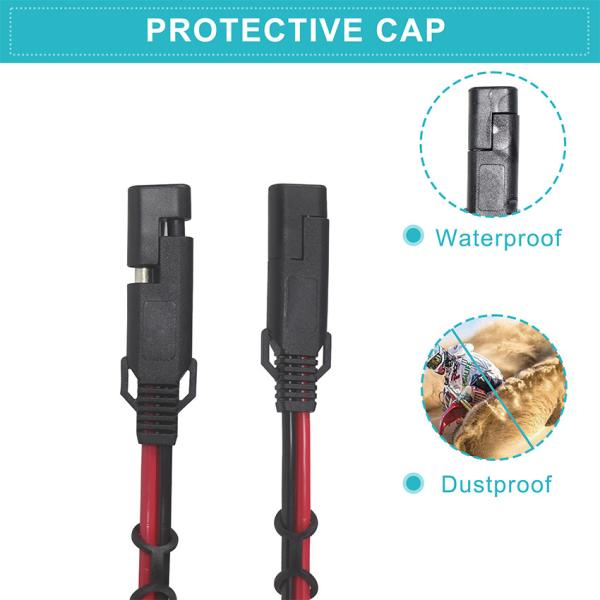Quality Sae To Sae Extension Cable 3 Ways Splitter 12V 16AWG 2FT 2 Pin Quick Disconnect for sale