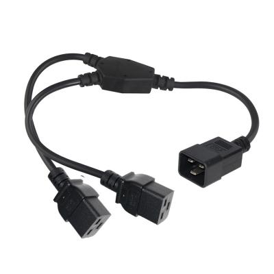 China C20 Male To Locking Splitter Extension Cable 3 Prong Lockable Double C19 Power Cord for sale
