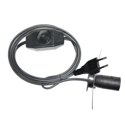 China Black 0.75mm CEE7/16 Plug Eu Extension Power Cord E27 E 27 Pendant Light Socket With Dimmer Switch for sale