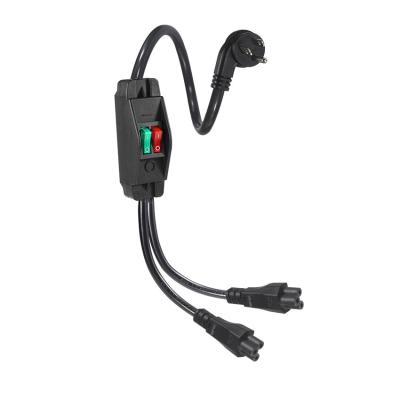 China NEMA 5-15P to Dual IEC C5 Power Splitter with Switch 125V 10A for sale