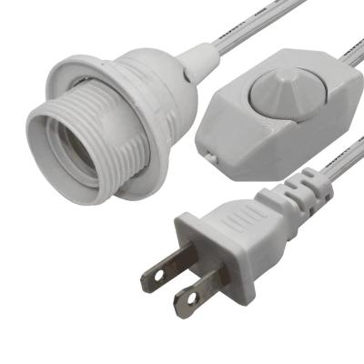 China Durable Flame-Retardant Plug Adapter Cable with E26 Light Bulb Socket and Inline Dimmer Switch, NEMA 1-15P to E26 Converter for sale
