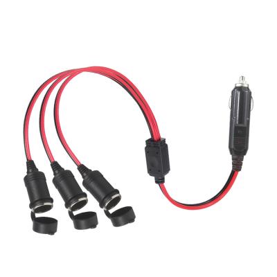 China Triple Socket Car Cigarette Lighter Splitter Adapter with Switches for 12V/24V Vehicle Charger Power Expansion for sale
