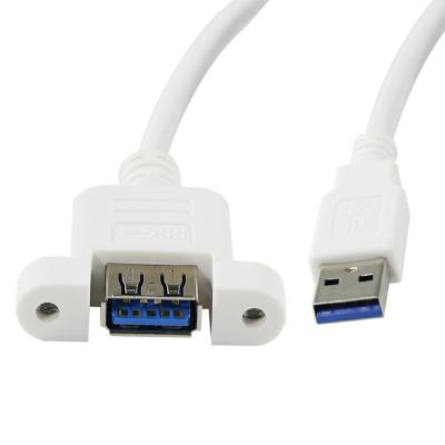 China USB 3.0 Un cable de extensión de macho a hembra con agujeros de tornillo montados en el panel para transferencia de datos y extensión del dispositivo 3 pies / 4 pies / 5 pies en venta