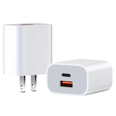 China US 2-Pin 30W Dual Port Wall Charger – USB-C & USB-A Output Fast Charging Power Adapter for Phone, Tablet, Camera for sale