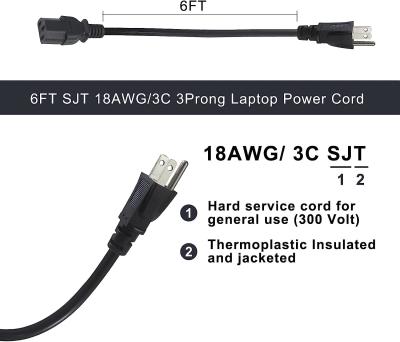 Cina 16AWG IEC320 3Pin a C13 NEMA USA Cavo di alimentazione universale CA in bianco e nero in vendita