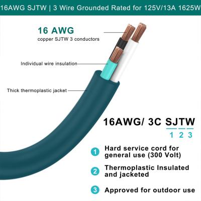 Cina Cavo di prolunga verde con spina maschio NEMA5-15P dritto a presa femmina 5-15R, USA, spina a 3 pin in vendita