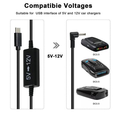 China USB-C to 12V Step-Up Cable with Right-Angle DC Plug -5V to 12V Power Converter Cord for Router, LED, Camera, Fan for sale