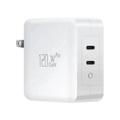 China 120W Dual USB-C GaN PD Charger with US 2-Pin Plug for sale
