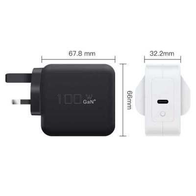 China UK 2-Pin USB-C Charger with Dual Ports, 100W High-Speed Type-C Power Adapter for Laptops, Tablets, and Smartphones for sale