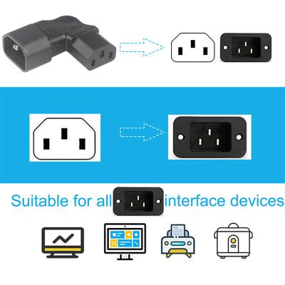 China QIUCABLE Left Angle IEC Adapter, C14 Male to C13 Female, 90 Degree Plug, 250V AC, 10A Max, 100% Pure Copper, PVC Jacket (B09V122QLV) for sale