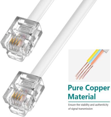 China RJ11 to RJ11 Extension Cable - 4-Wire Flat Phone Line for Home/Office, DSL Modem, Security Systems & Cordless Phones for sale