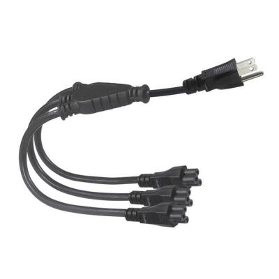 China NEMA 5-15P to 4-Way IEC C5 Power Splitter Cord- US Plug to Cloverleaf Adapter Cable for Laptop, Adapter, Notebook Charger for sale