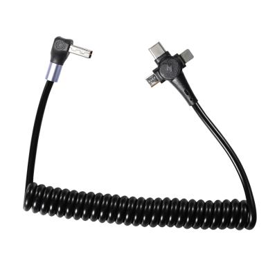 China 3-in-1 Coiled Fast Charging Cable, USB-C to 8-Pin & Micro USB, Triple Head Retractable Cord for Phone  3ft/4ft/6ft for sale