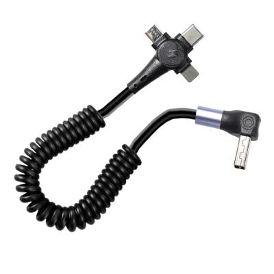 China 3-in-1 Coiled Fast Charging Cable, USB-C to 8-Pin & Micro USB, Triple Head Retractable Cord for Phone  3ft/4ft/6ft for sale