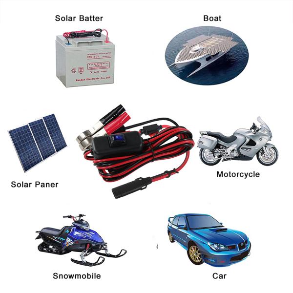 Quality SAE to Alligator Clip Battery Cable with Fuse and Switch 12V for sale