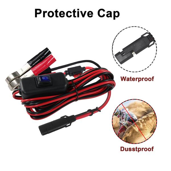 Quality SAE to Alligator Clip Battery Cable with Fuse and Switch 12V for sale
