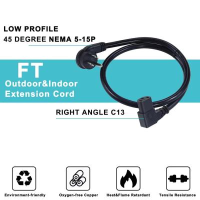 China Right Angle NEMA 5-15P to Right Angle IEC C13 Power Cord, Heavy Duty 18AWG SJT Cable for Server PDU Network Switch for sale