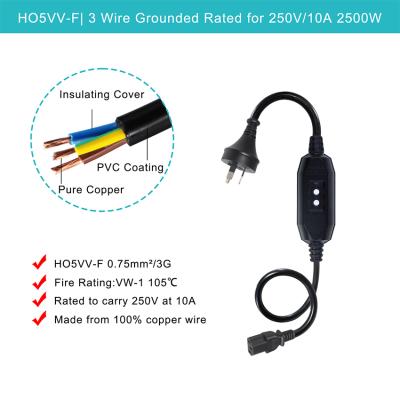 중국 AU 플러그 - IEC C13 전원 코드 (RCD 10A 240V) 판매용