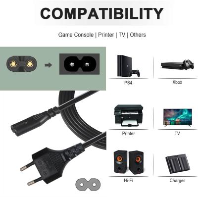 중국 EU 2핀 to C7 전원 코드 2.5A 250V (전자 제품용) 판매용