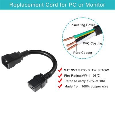중국 IEC320 C19 ~ C20 전력 전구 16A 250V 0.8m 중량 판매용