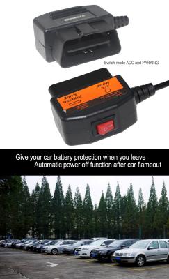 China OBD Hardwire Kit with Switch for Dash Cam DVR Power Cable Constant Power Low Voltage Cut Off Step up DC Cable for sale