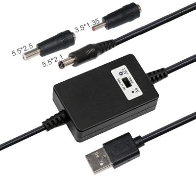 中国 USB - 9V 12V DC 電源コンバータケーブル ステップアップブーストアダプタコード、ルーター、カメラ、スピーカー、モデム、LED用 5.5x2.1mm コネクタ付き 販売のため