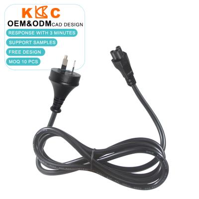 China SAA Certified 3-Pin AU Plug to IEC C5 Electric Power Cord 10A/250V AC Power Cable 1.8m Black for sale