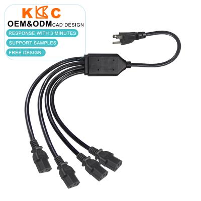 Cina NEMA 5-15P a 4-Port IEC C13 Power Splitter Cable, cavo di estensione AC per server, computer, reti, attrezzature industriali in vendita