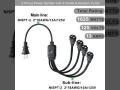 EE.UU. de 2 puntas de macho a hembra NEMA 1-15P a NEMA1-15R Cable de extensión del extensor de CPU PDU