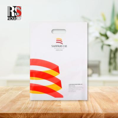 China Custom Print Logo Luxury Plastic Handle Shopping Bags Handle Bag For Clothing for sale