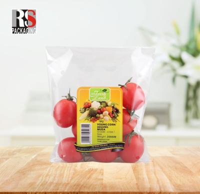 China OEM BOPP Antifoggy Transparente Frutas frescas Vegetais Alimentos Saco selado Saco de armazenamento de alimentos reutilizável Saco de armazenamento de vegetais for sale