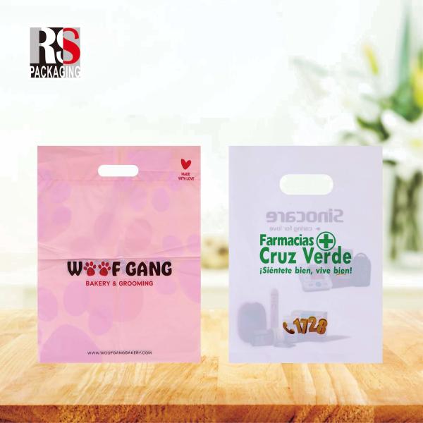 Quality Custom Print Logo Luxury Plastic Handle Shopping Bags Handle Bag For Clothing for sale