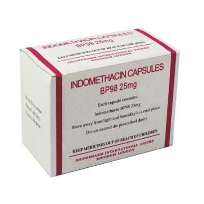 China Indomethacin Capsule 25mg, 10x10's/box, GMP Medicine with BP/USP/CP Standrad for sale