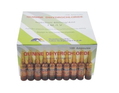 China Quinine Dihydrochloride Injection 400mg/4ml, 100ampoules/box, antimalarial drugs for sale