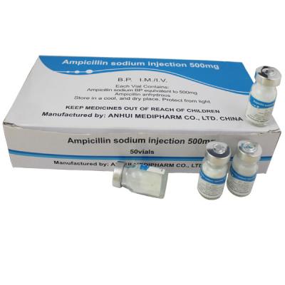 China Ampicillin Sodium for Injection 1g/10ml, 50vials/Box BP/USP/CP Standard GMP Medicine for sale