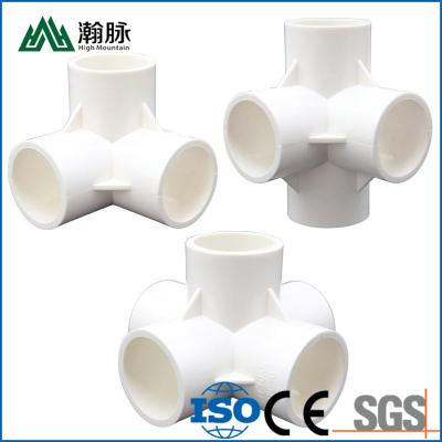 China Three Dimensional PVC Drainage Pipe Fittings Four Way Right Angle Plastic Joint for sale