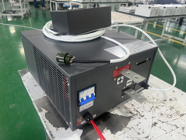 Close-up view of 12V 500A Rectifier cooling system and connections