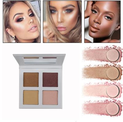 China Professional Face Makeup Highlighter Palette 4 Color With Mineral Ingredient for sale