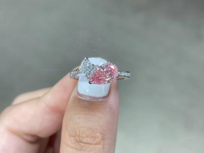 Cina Perla rosa e bianca 1.5ct di laboratorio di diamanti sintetici realizzati da uomini adulti con anello di moda in oro bianco 18K in vendita