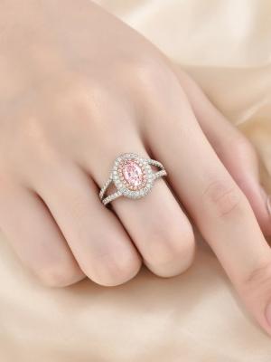 Cina 0.89ct Creato in laboratorio Anello sintetico di diamante rosa di colore rosa CVD Certificato IGI 18K Oro Bianco Set Diamante in vendita