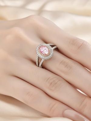 Cina 0.89ct Creato in laboratorio Anello sintetico di diamante rosa di colore rosa CVD Certificato IGI 18K Oro Bianco Set Diamante in vendita