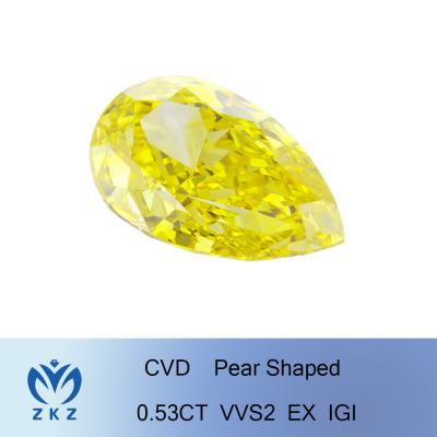 China 0.53 Carat Pear Shaped VVS2 Lab Created Yellow Diamond Without Setting for sale