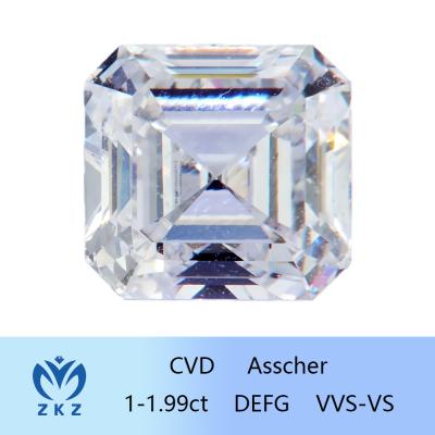 Chine Forme carrée synthétique 1ct Range CVD Asscher Cut Lab Cultivé Diamant incolore à vendre
