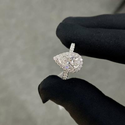 1.53ct E VS1 Pear Shape Full Diamond Bezel Set Style 18k Cultured White Diamond Women's Ring