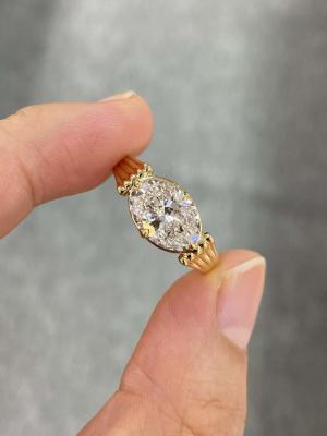 China 2.13ct Oval Brilliant Cut Lab Diamond CVD Set In 18K Yellow Gold Engagement Ring for sale