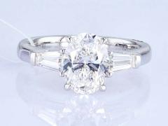 18k witte lab gegroeide diamanten ring drie stenen ontwerp 1ct+ D VVS2 klassiek ontwerp ovaal vorm