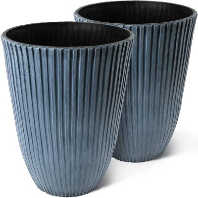 Cina Vaso succulente a 11,5 pollici del diametro delle piantatrici di plastica alte a strisce alla moda moderne in vendita