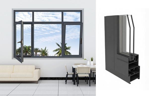 Quality 1.2mm-1.6mm Aluminium Frame Casement Window JZ50RA Wood Grain Surface Finish for sale