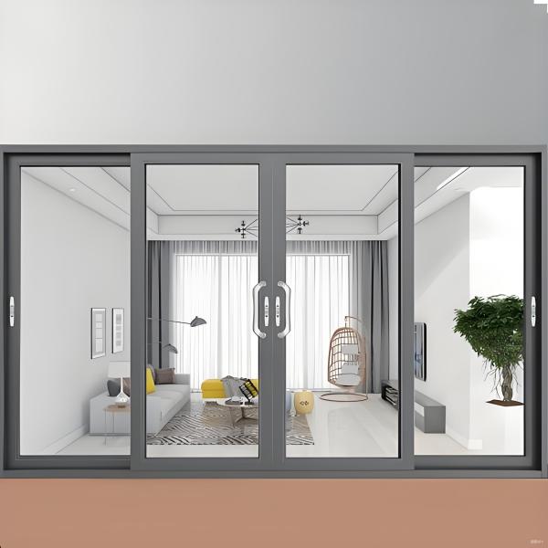 Quality JZ96 Black Aluminium Sliding Doors 1.4mm-2.0mm Commercial Aluminum Sliding Doors for sale