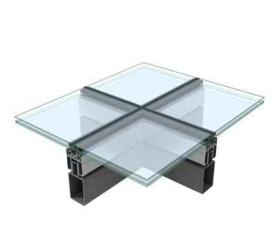 Cina Sistema di pensilina in vetro resistente ISO Sistema di facciata continua in vetro di alluminio in vendita